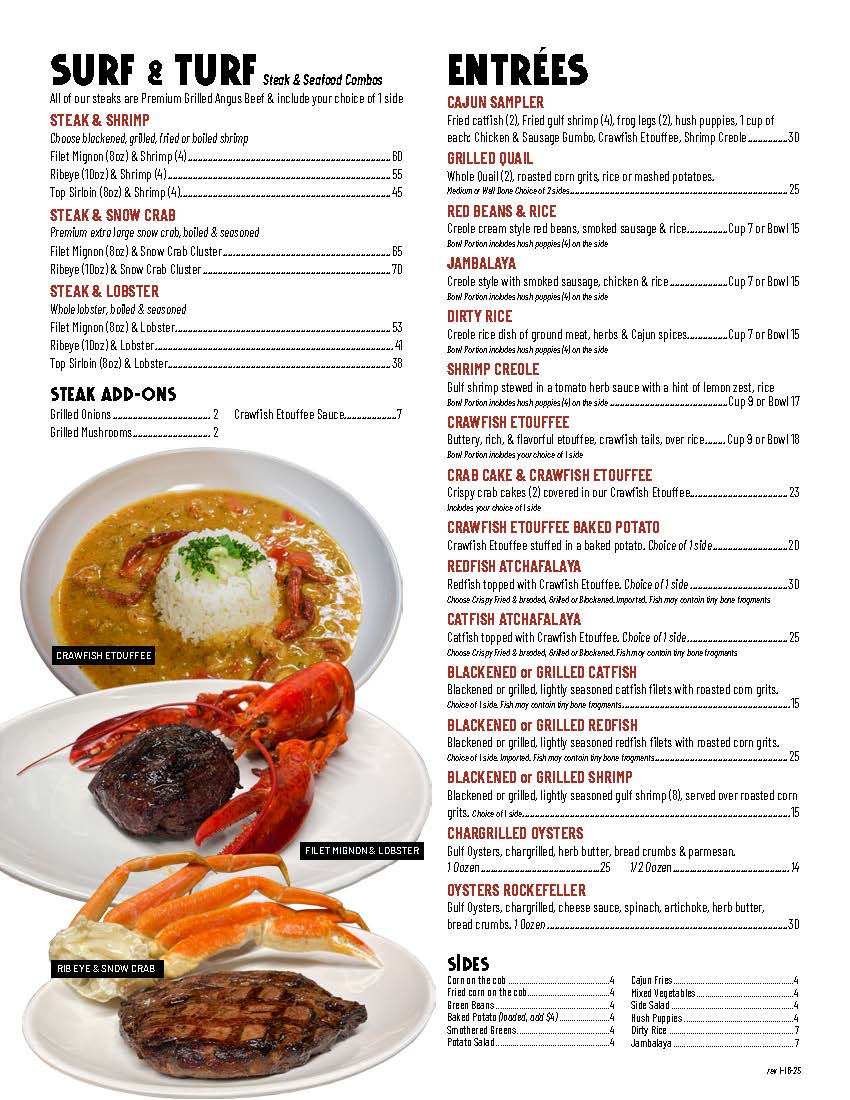 Menu Update - February 2025 - Toups StumpWater Restaurant & Bar